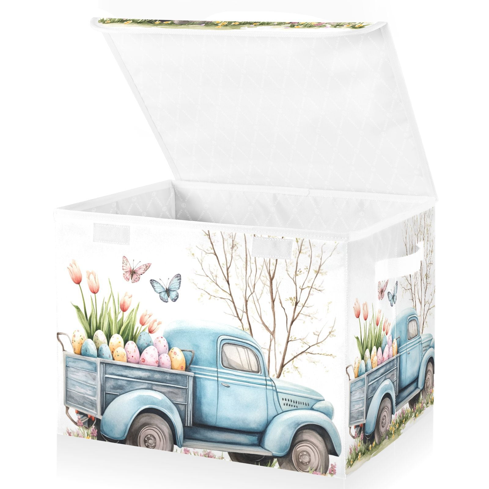 Blue Truck Easter Eggs Storage Basket for Shelves Foldable Container ...