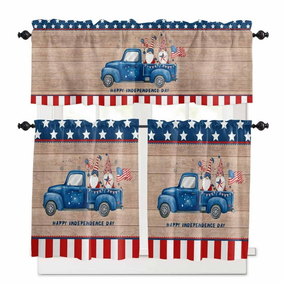Blue Truck Kitchen Curtains Valances and Tiers Happy Independence Day U ...