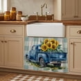 Blue Truck Yellow Sunflower Cabinet Curtains 27.6"W x 35.4"L, Teal ...
