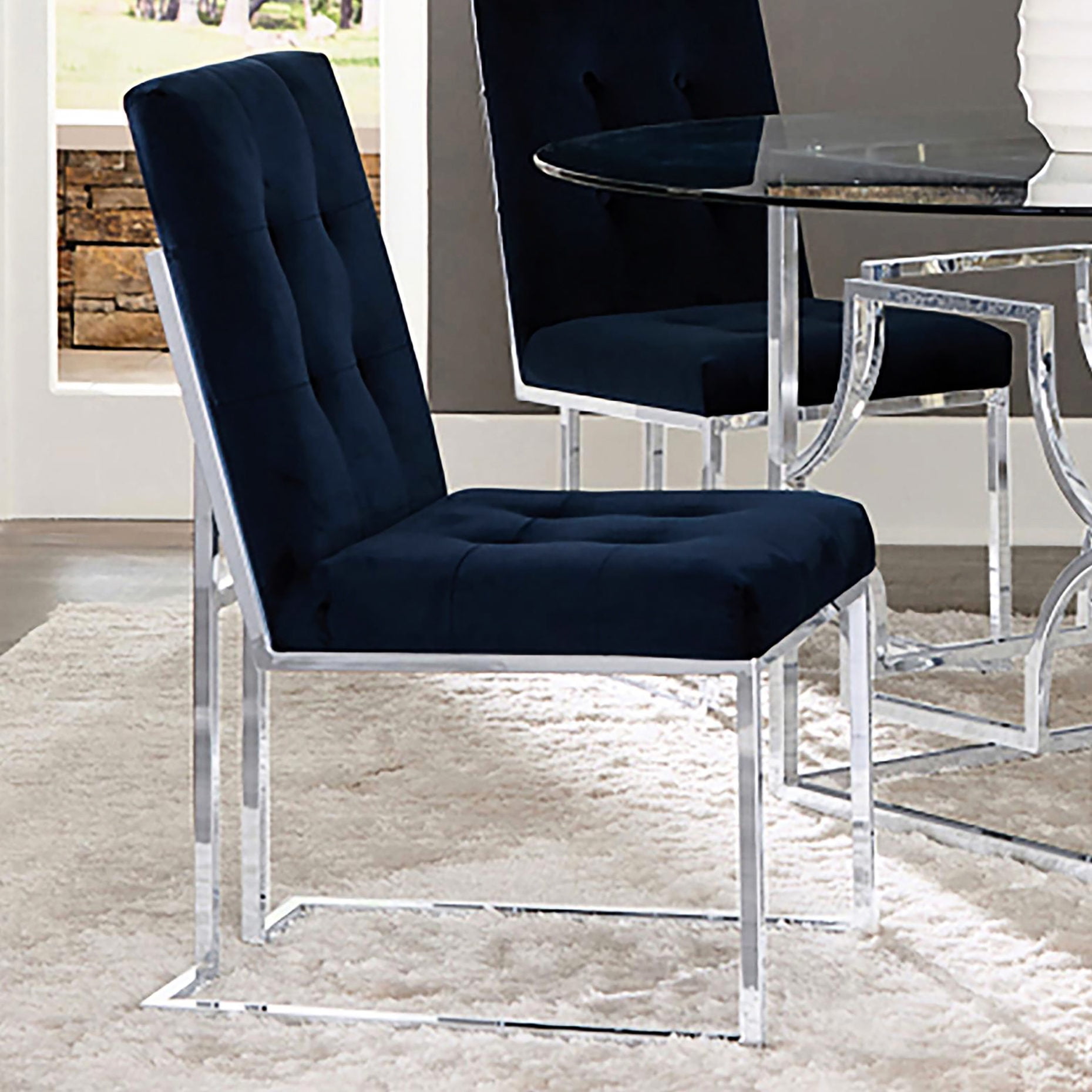 Blue Tufted Back Dining Chair - Plush and Stylish Seating - Dining ...