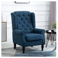Blue Tufted Club Chair, Accent Chair with Wooden Legs, Living Room ...