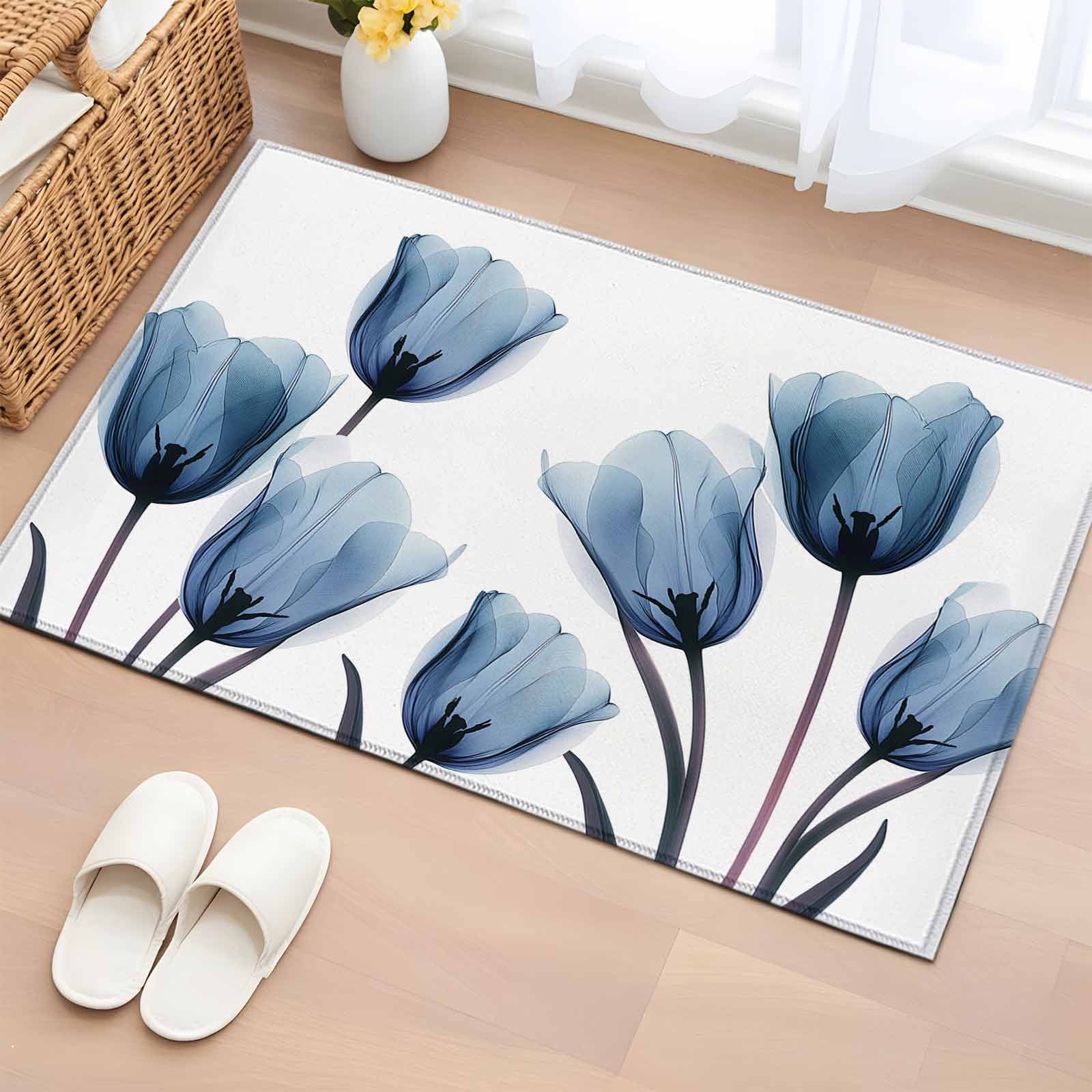 Blue Tulip Bathroom Mats 2x3 FT, Non Slip Small Kitchen Mat, Spring ...
