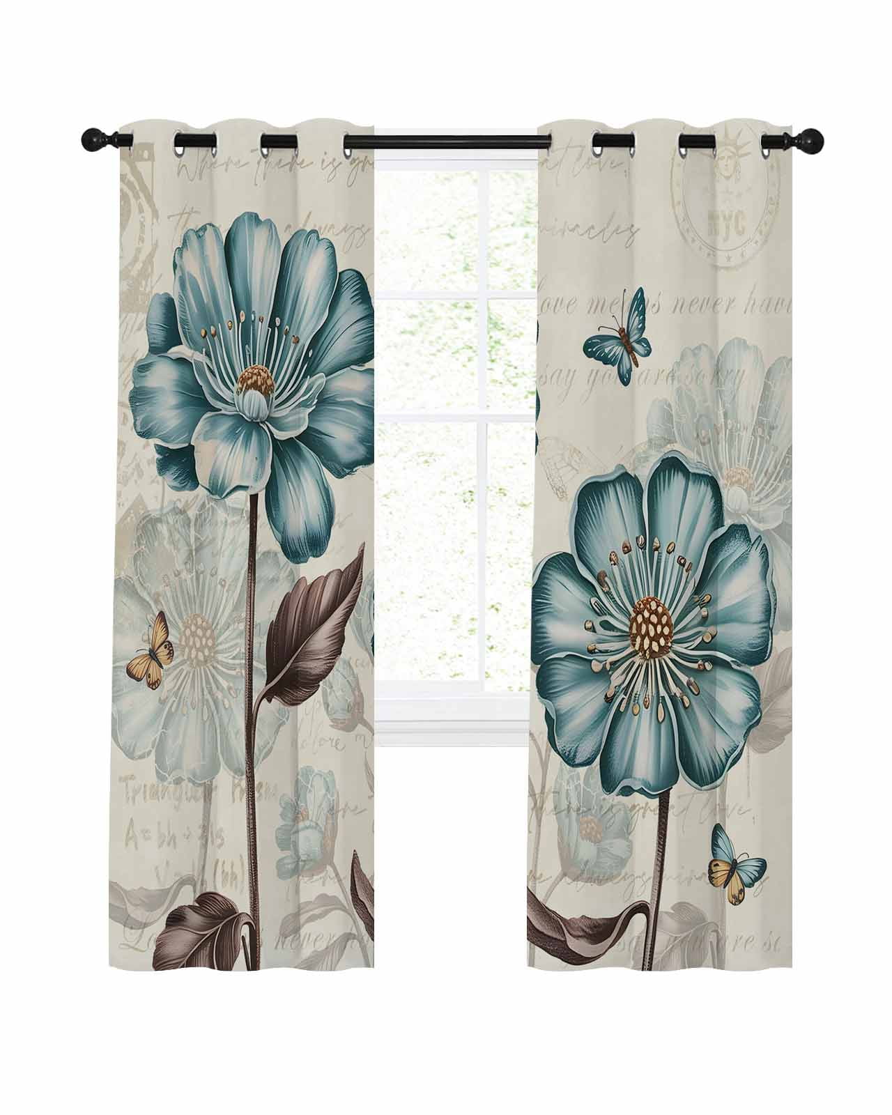 Blue Tulip Blackout Curtains, Light Blocking Print Window Curtains ...