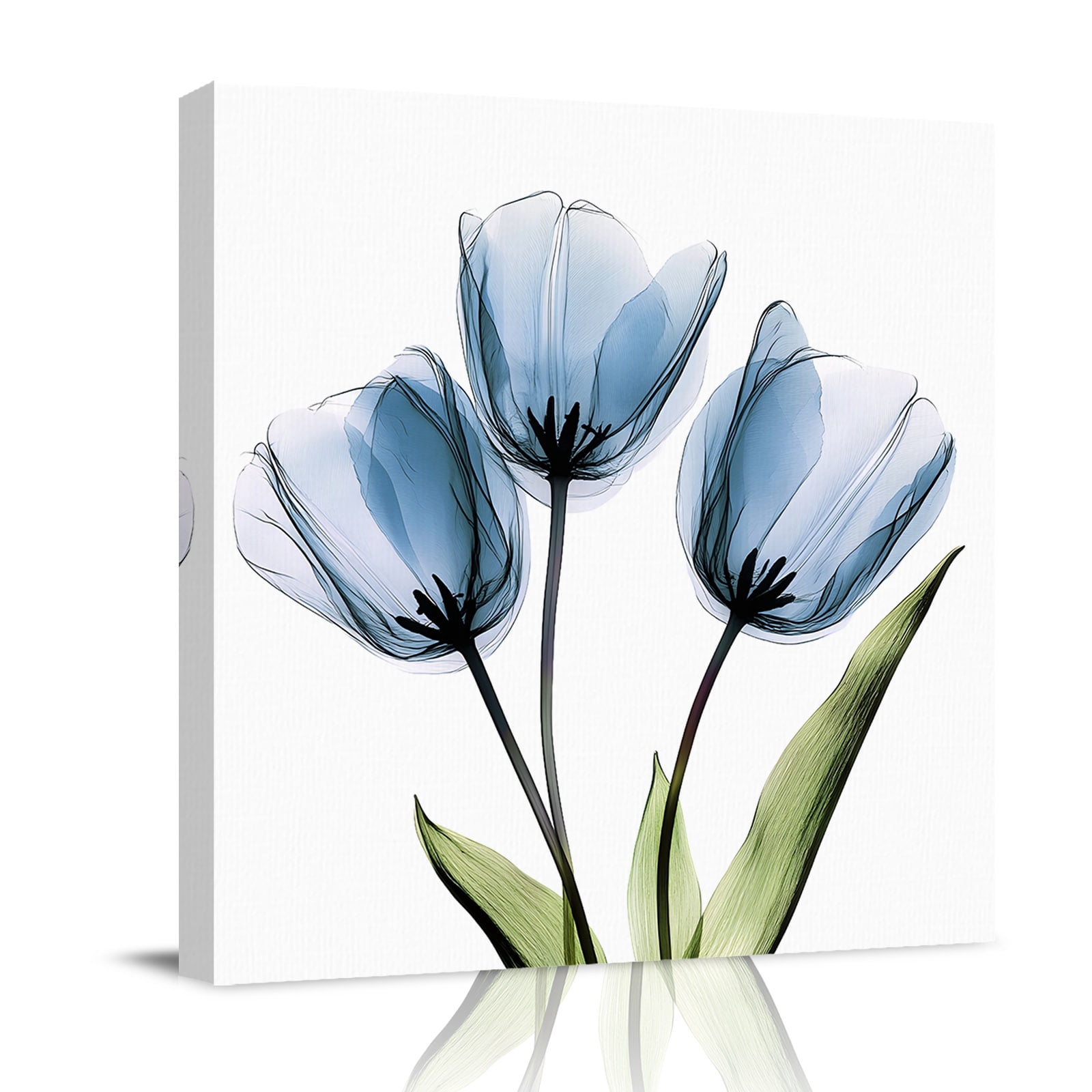 Blue Tulip Canvas Wall Art for Living Room, Country Flower Pastoral ...