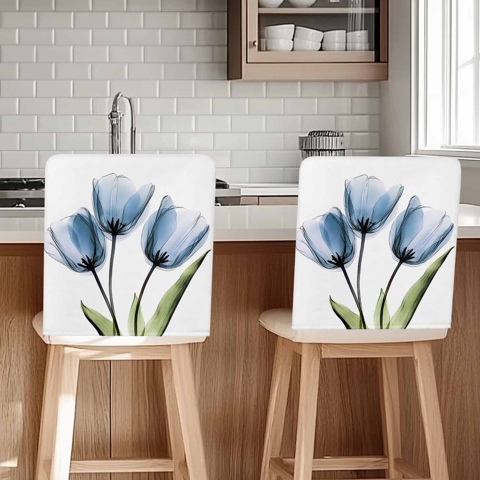 Blue Tulip Chair Covers Set of 1 Country Flower Pastoral Style Chair ...