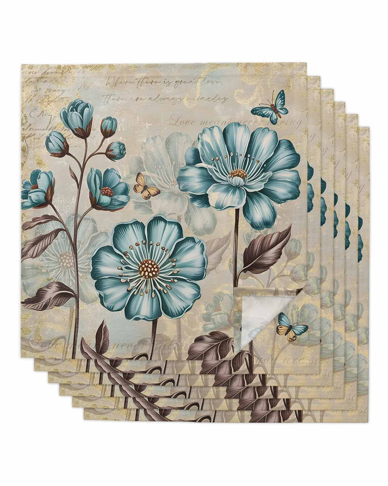 Blue Tulip Cloth Napkins Set of 6 Reusable Dinner Napkins, Vintage ...