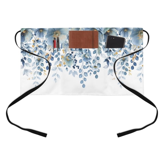 Blue Tulip Eucalyptus Leaf Kitchen Restaurant Half Waist Apron, Floral ...
