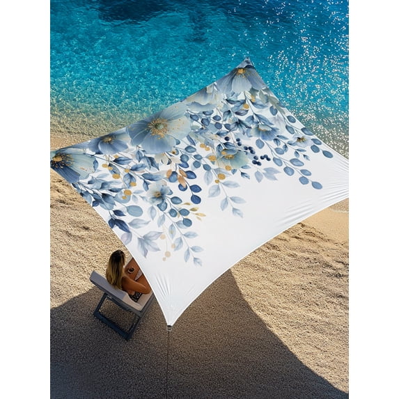 Blue Tulip Eucalyptus Leaf Sun Shade Sail 6.5' x 10', Floral Botanical ...