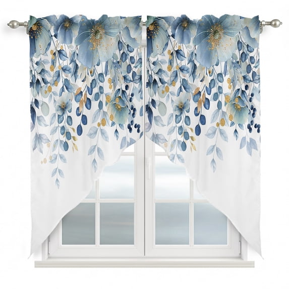 Blue Tulip Eucalyptus Leaf Swag Valances for Windows 2 Pack Floral ...