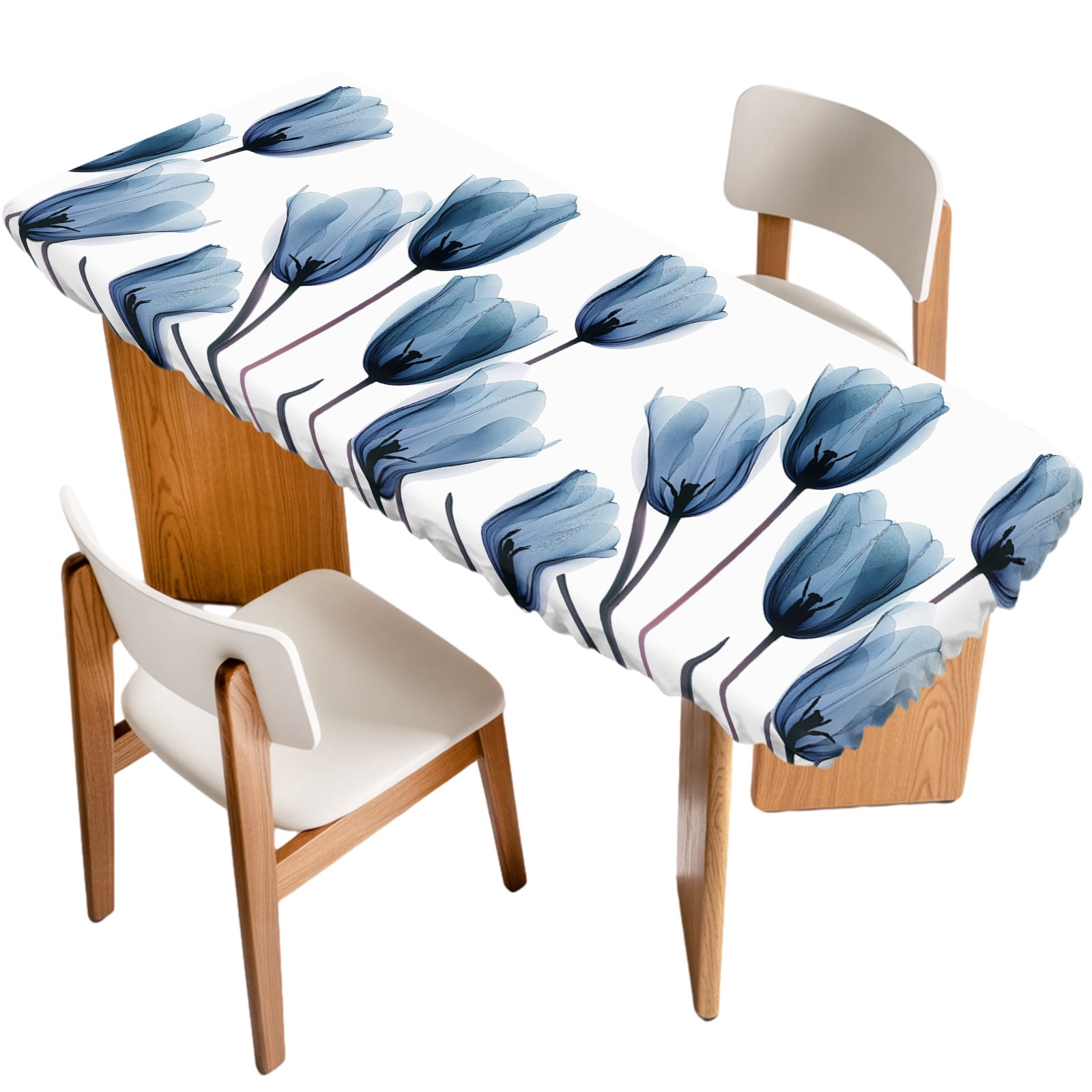 Blue Tulip Fitted Rectangle Tablecloth 32" x 96" Minimalist Modern ...