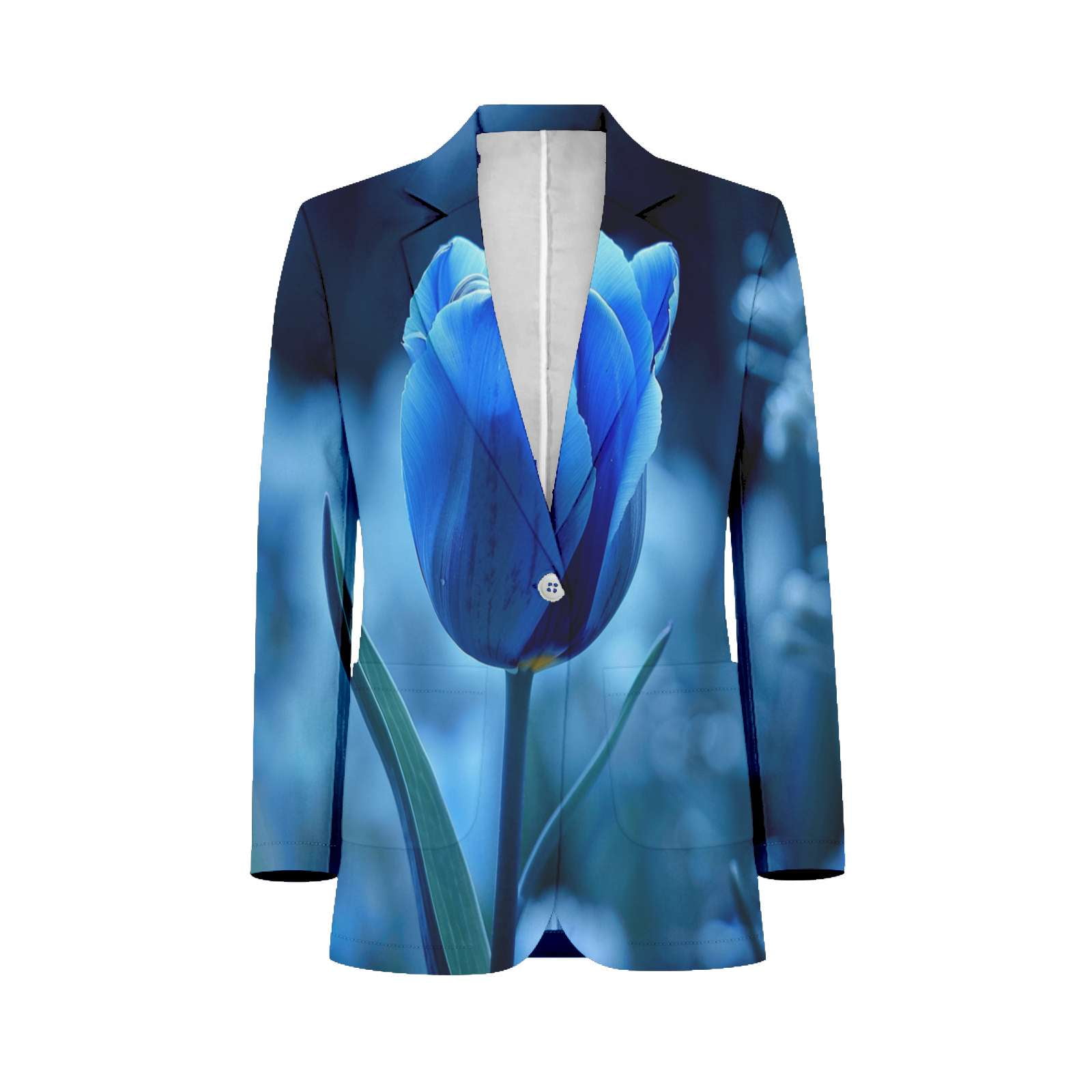 Blue Tulip Flower With Stem Customized Men's Suits full man Shawl ...