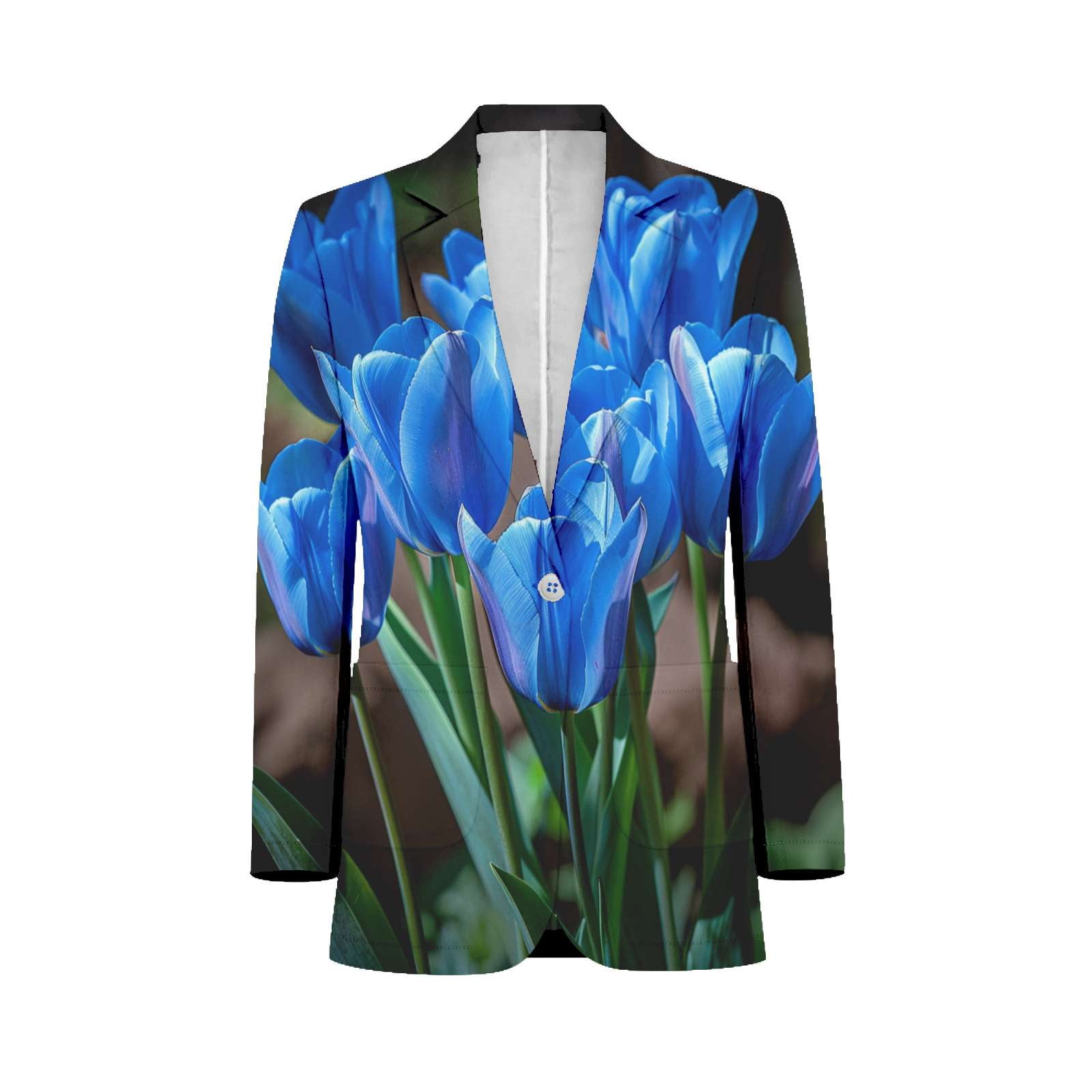 Blue Tulip Flower With Stem Customized Men's Suits full man Shawl ...