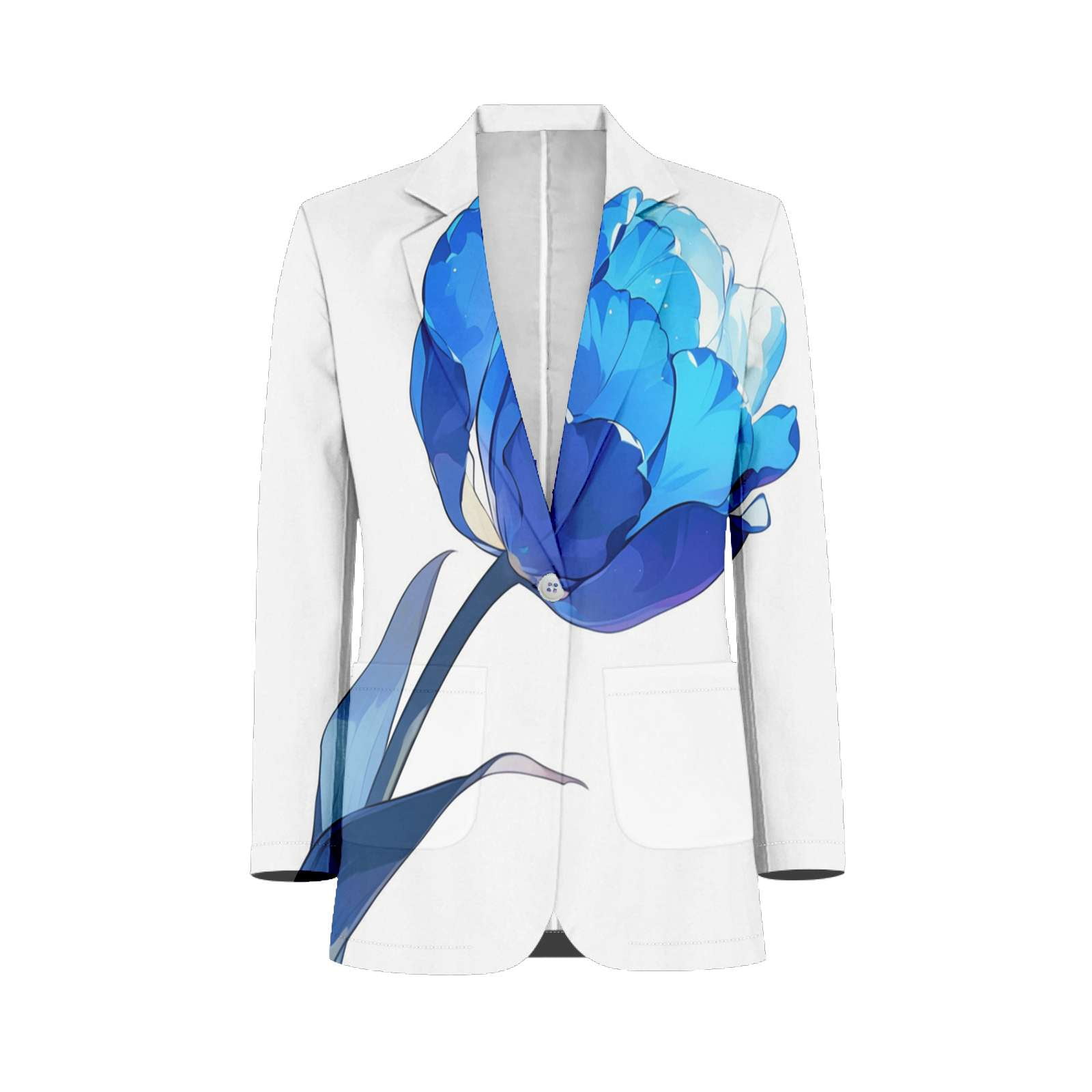Blue Tulip Flower With Stem Men Blazers Slim Clothing Summer Jacket Man ...