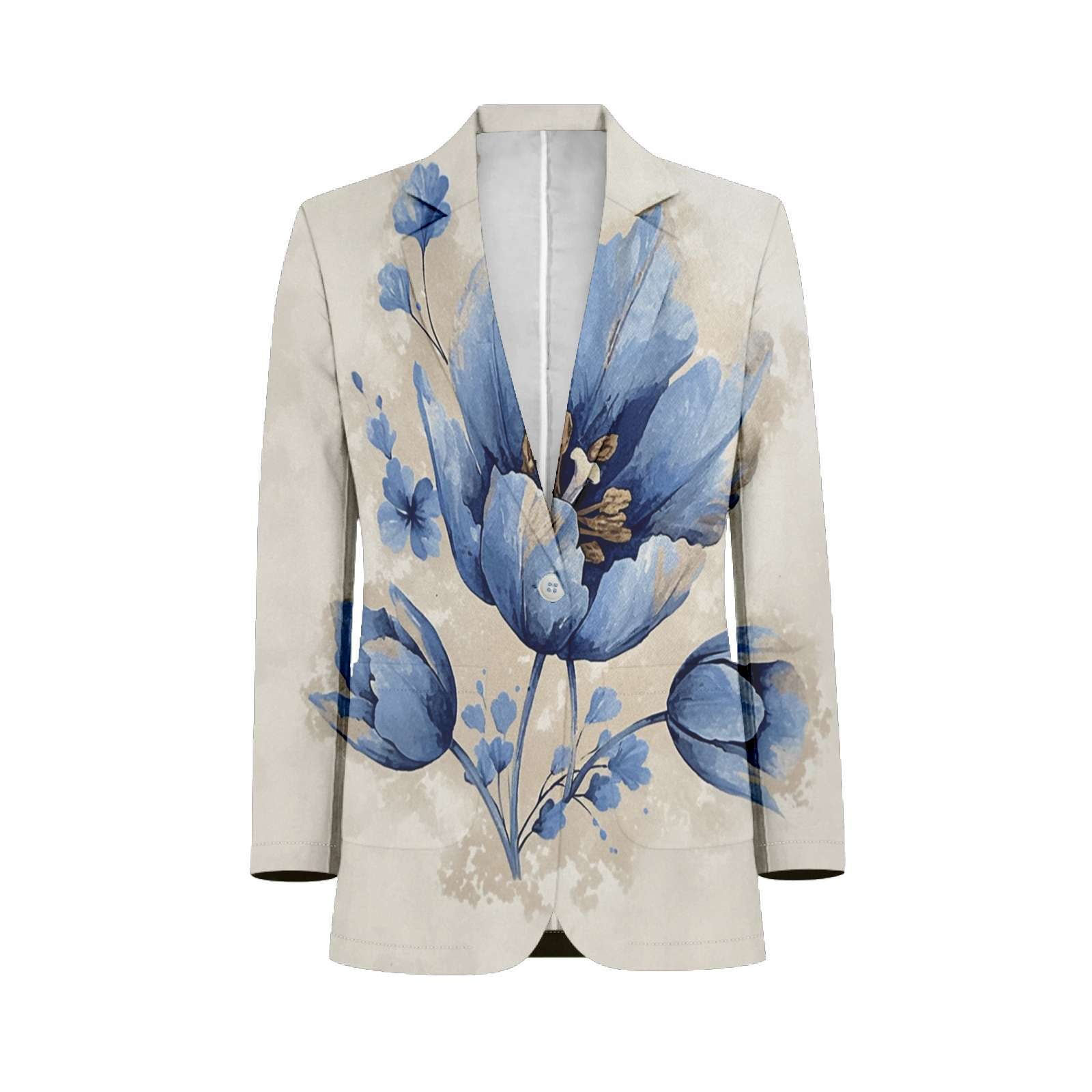 Blue Tulip Flower With Stem Men Blazers Slim Clothing Summer Jacket Man ...