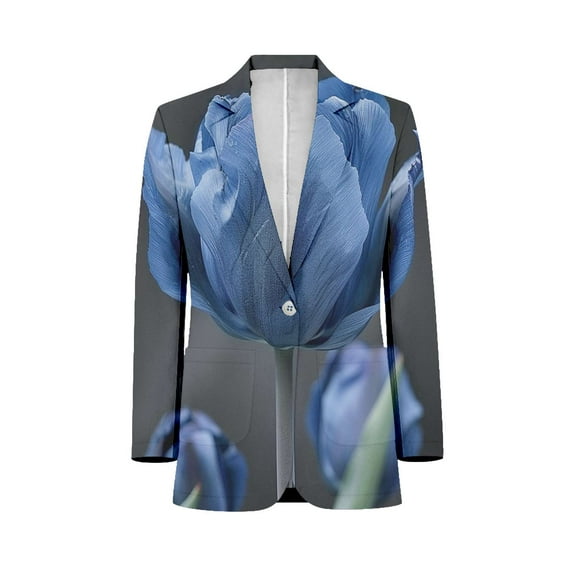 Blue Tulip Flower With Stem Men Blazers Slim Clothing Summer Jacket Man ...