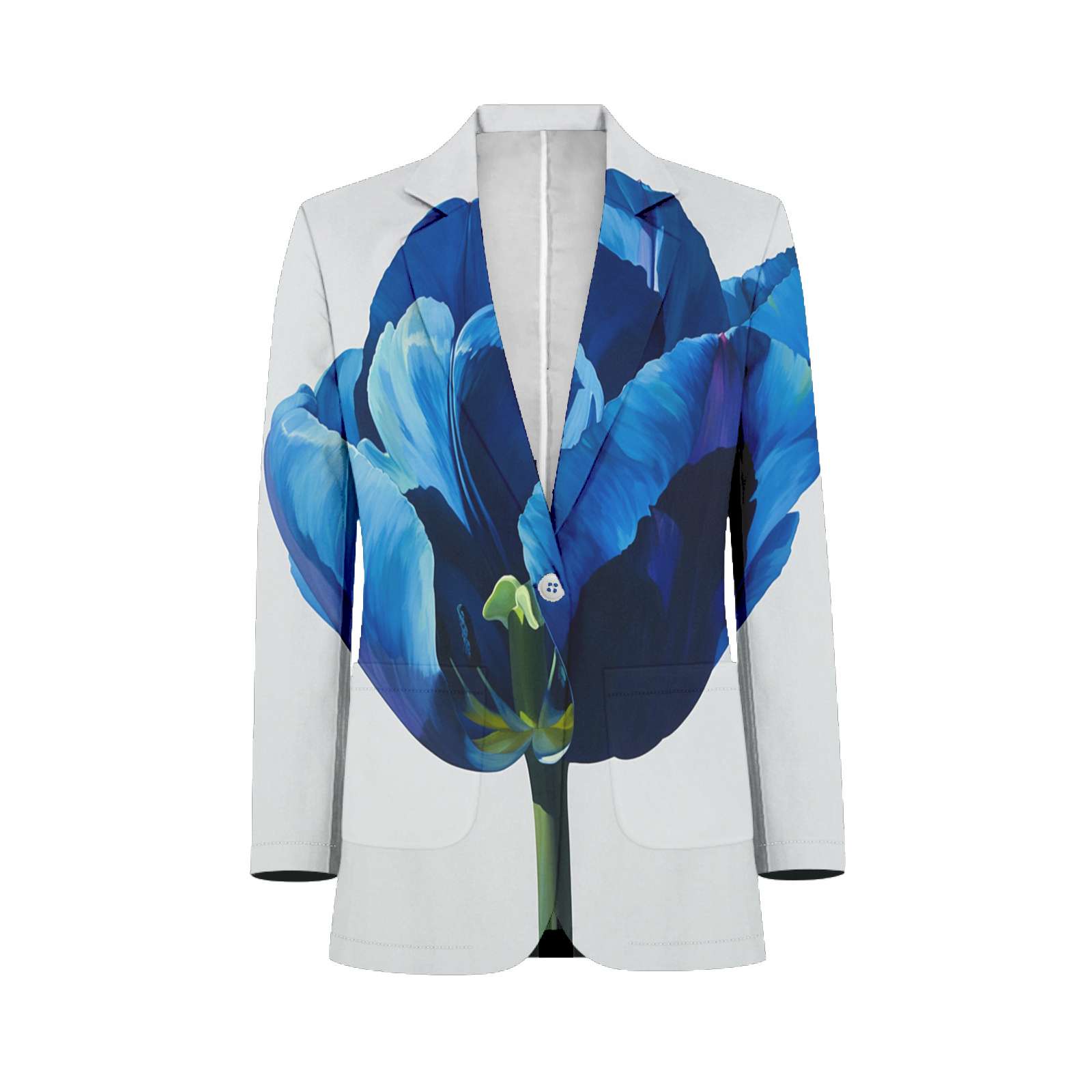 Blue Tulip Flower With Stem Mens Suits Shawl Collar Slim Fit Suit Mens ...