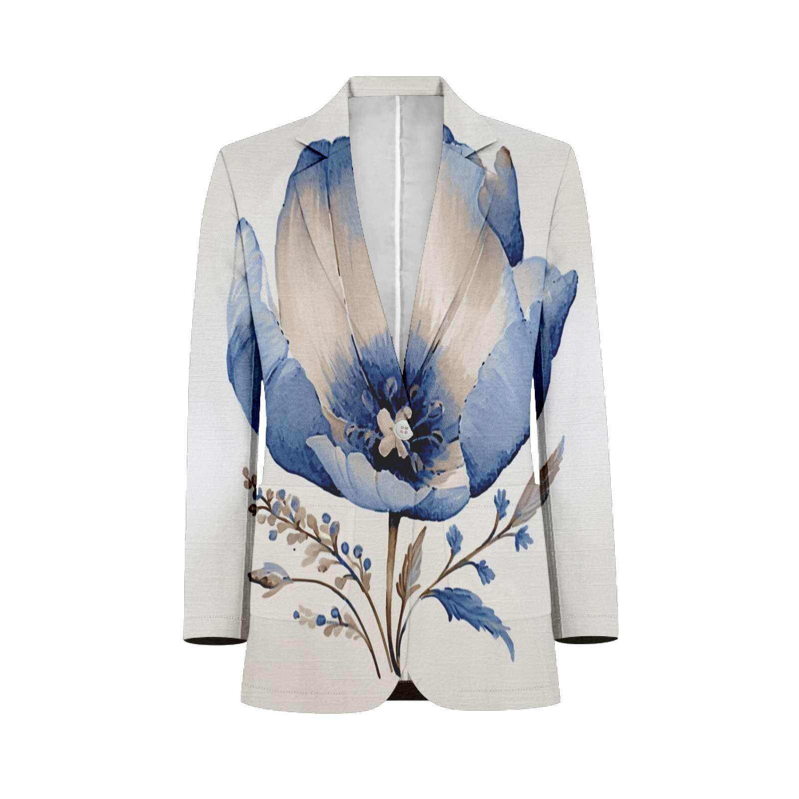 Blue Tulip Flower With Stem Mens Suits Shawl Collar Slim Fit Suit Mens ...