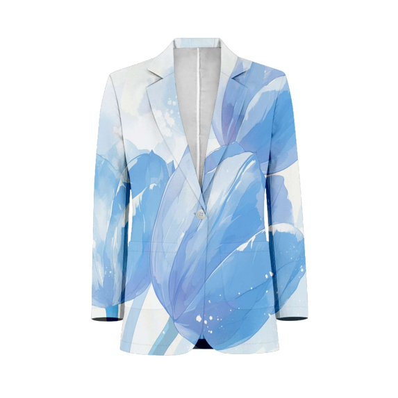 Blue Tulip Flower With Stem Mens Suits Shawl Collar Slim Fit Suit Mens ...