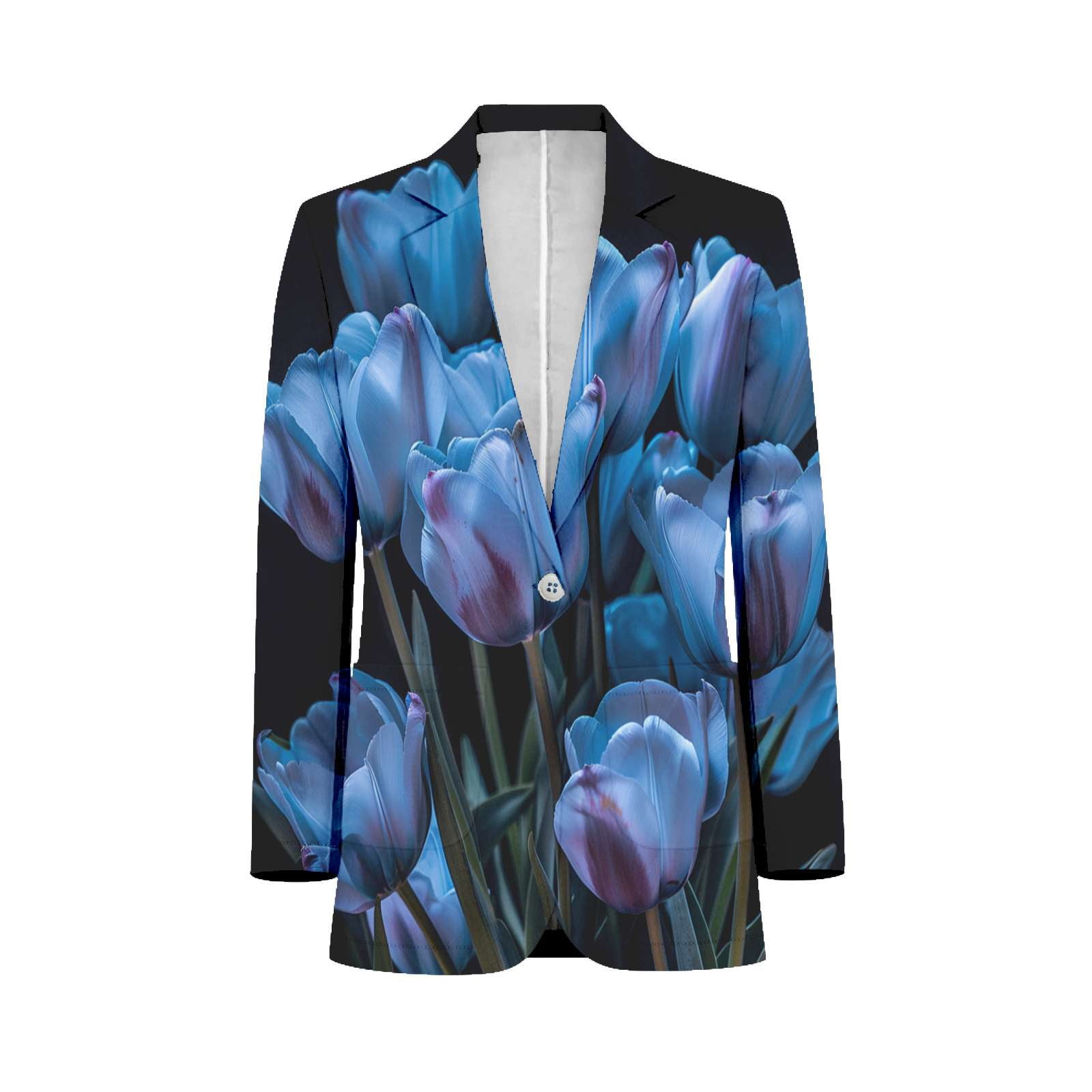 Blue Tulip Flower With Stem Mens Suits Shawl Collar Slim Fit Suit Mens ...