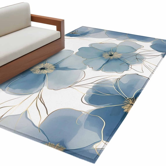 Blue Tulip Flowers Kitchen Runner Rug 2.7x5 Washable Runners for ...