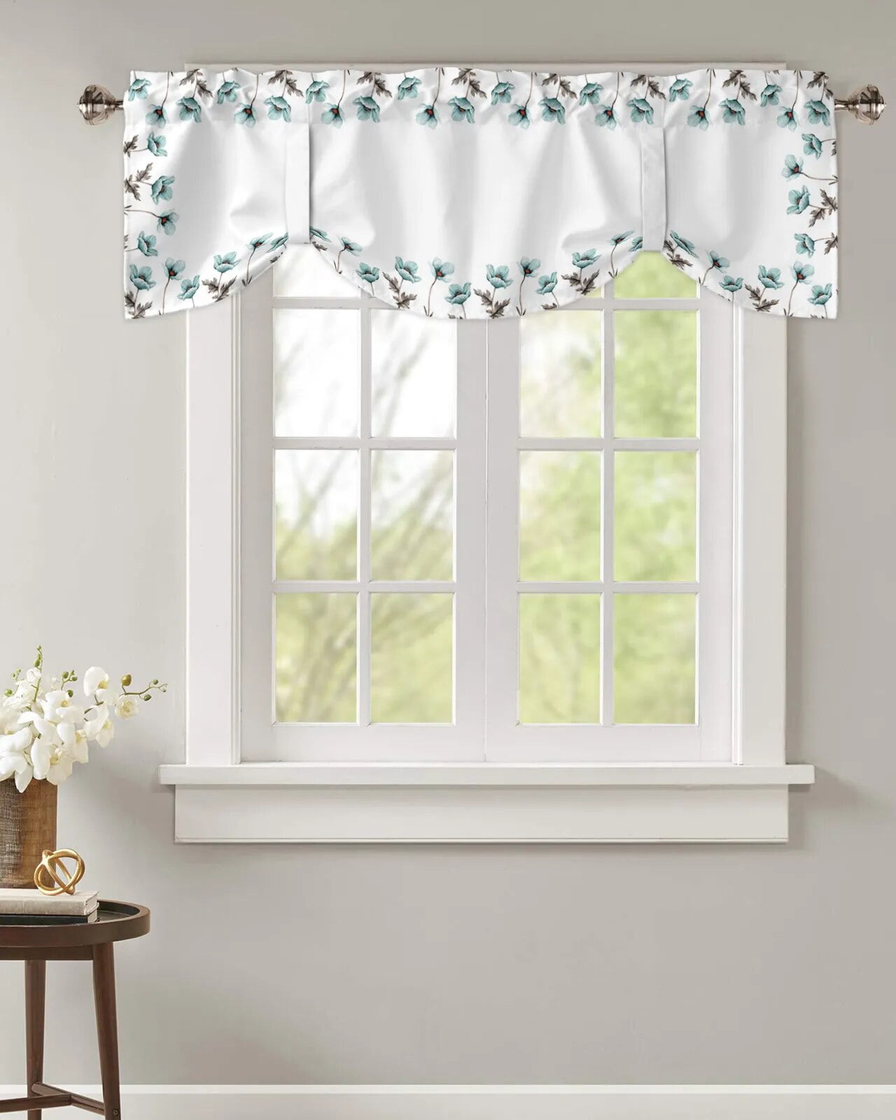 Blue Tulip Flowers Kitchen Valance Curtain Window Valance for Living ...