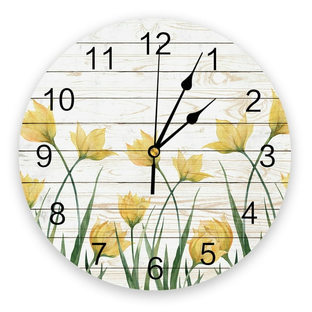 Blue Tulip Flowers Wall Clock Kitchen Living Room Wall Ornament Wall ...