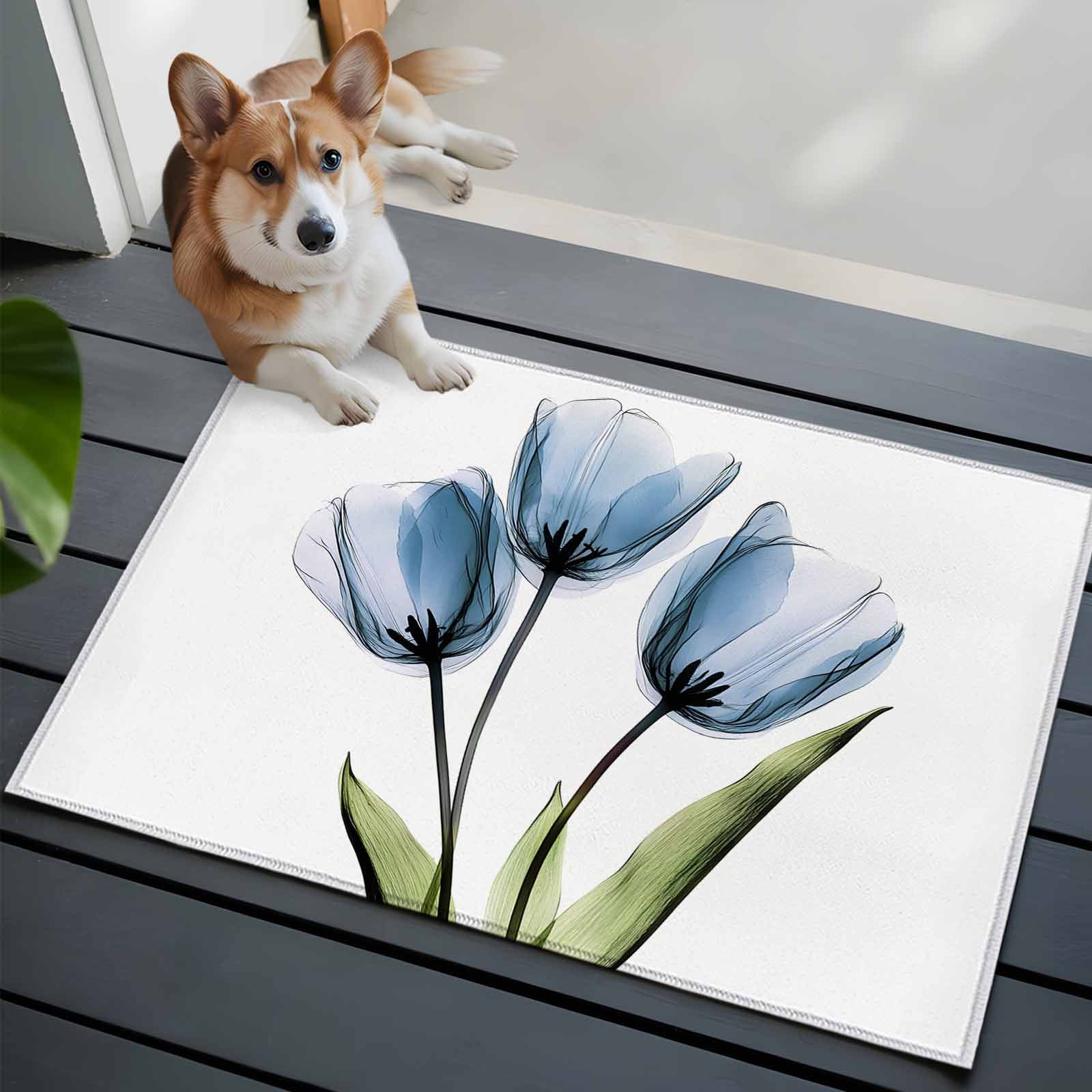 Blue Tulip Front Door Rugs 2x3 ft Country Flower Pastoral Style Small ...