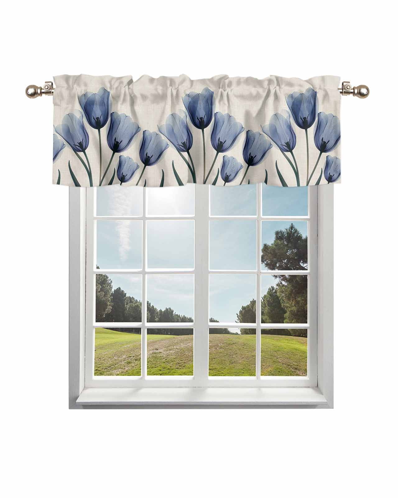 Blue Tulip Kitchen Curtain Valances for Windows Farmhouse Short ...