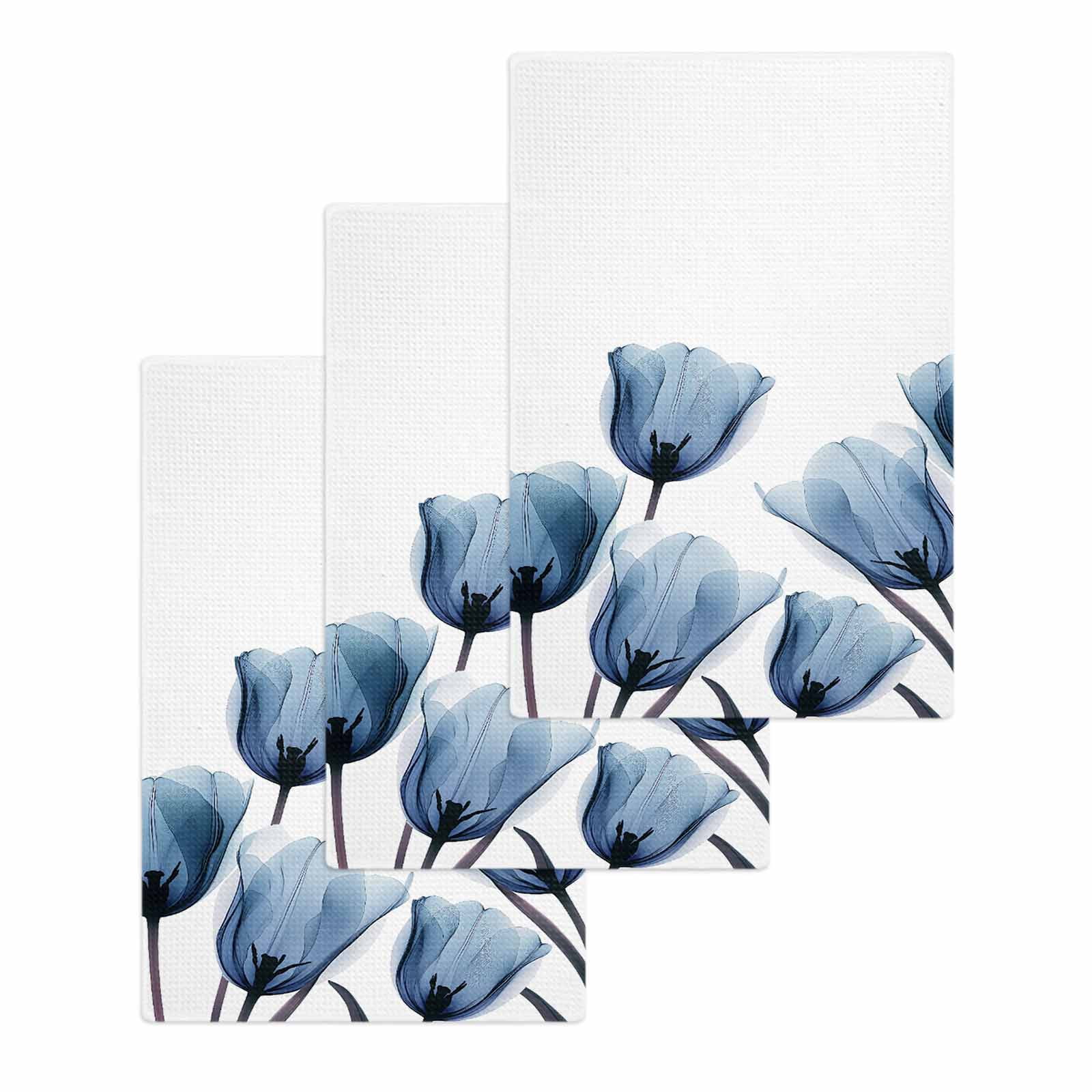 Blue Tulip Kitchen Dish Towels for Drying Dishes Set of 3, Spring ...