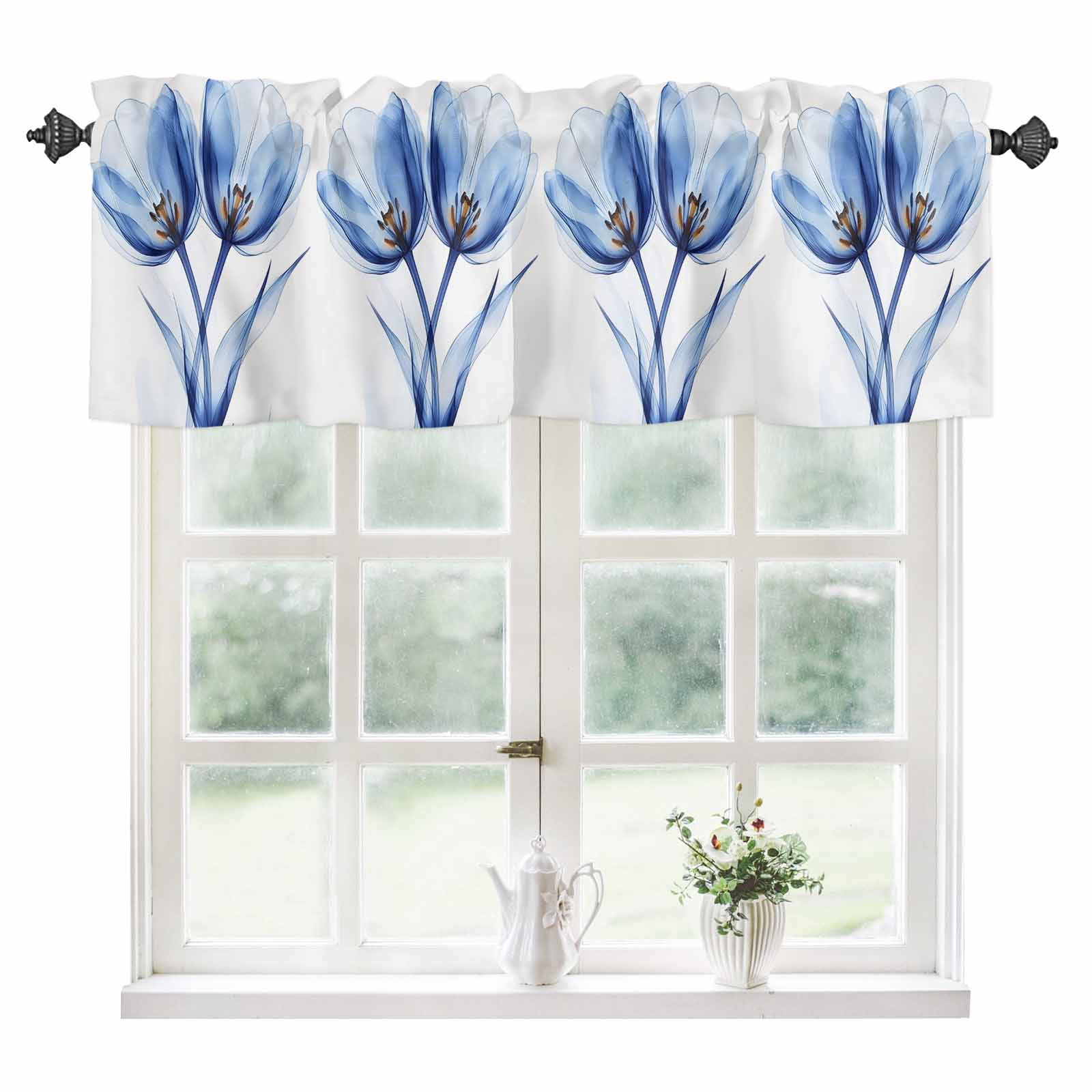 Blue Tulip Kitchen Valances for Windows 42x12 Inch Kitchen Curtains ...