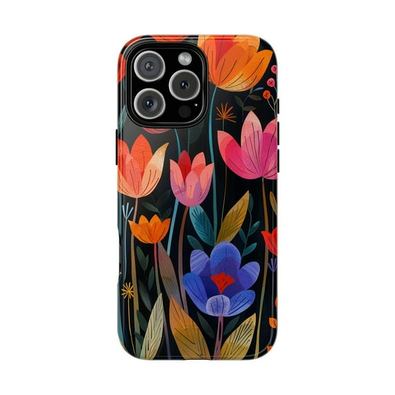 Blue Tulip Minimalist Botanical Art Phone Case with iPhone 17 to 11 Pro ...