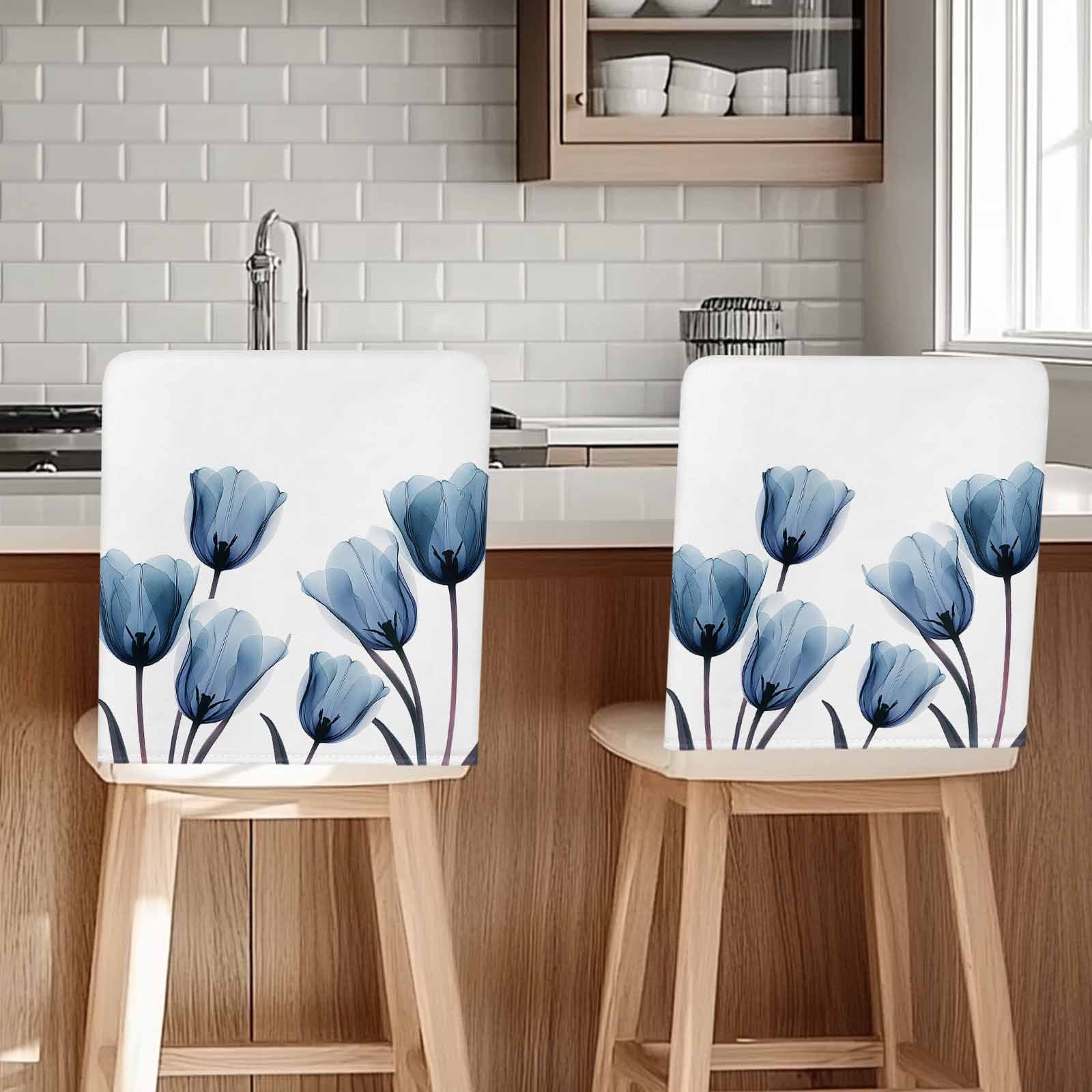 Blue Tulip Minimalist Modern Flower Plant Art Chair Covers Set of 1 ...