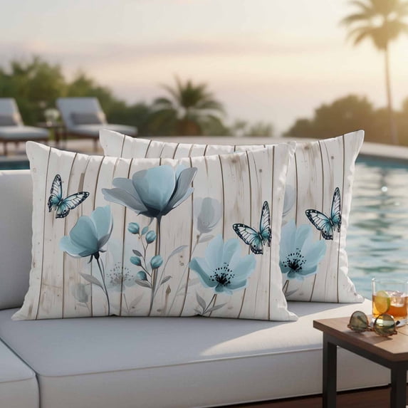 Blue Tulip Outdoor Pillow Covers 20x12 Inch Lumbar Pillow Covers Set of ...