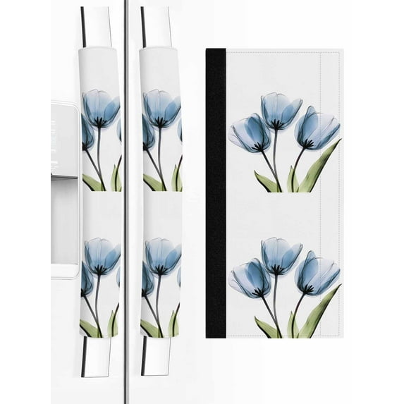 Blue Tulip Refrigerator Door Handle Covers Set of 2, Abstract Flower ...