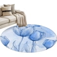 Blue Tulip Round Rug 3ft Area Rug Washable Soft Non-Slip 3' Circle Low ...