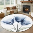 Blue Tulip Round Rug 6ft Washable Circle Kitchen Rugs Non Slip Spring ...