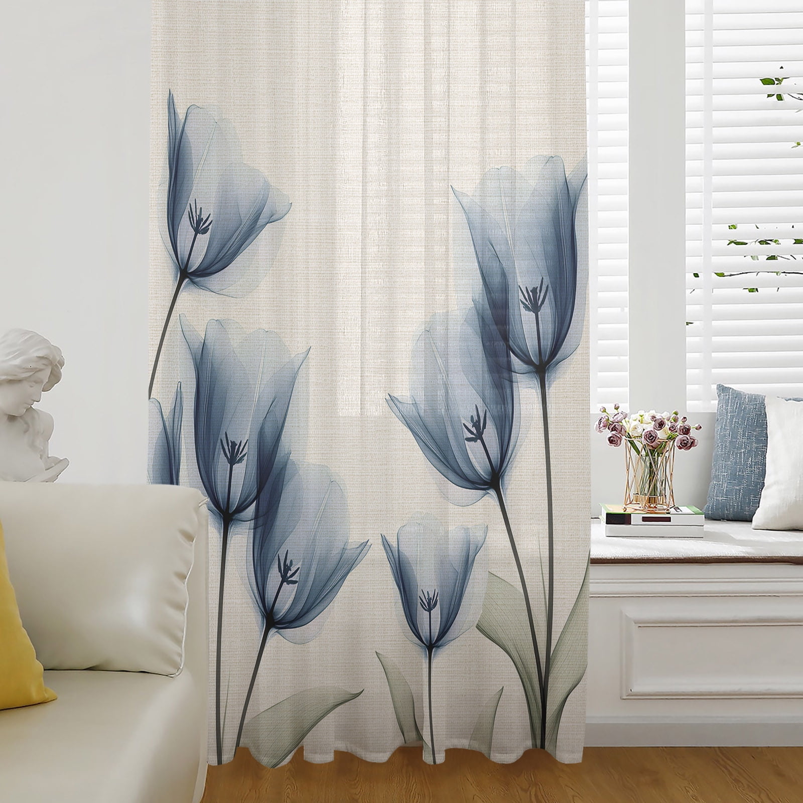 Blue Tulip Sheer Curtains 72 Inch Length, Light Filtering Voile Curtain ...