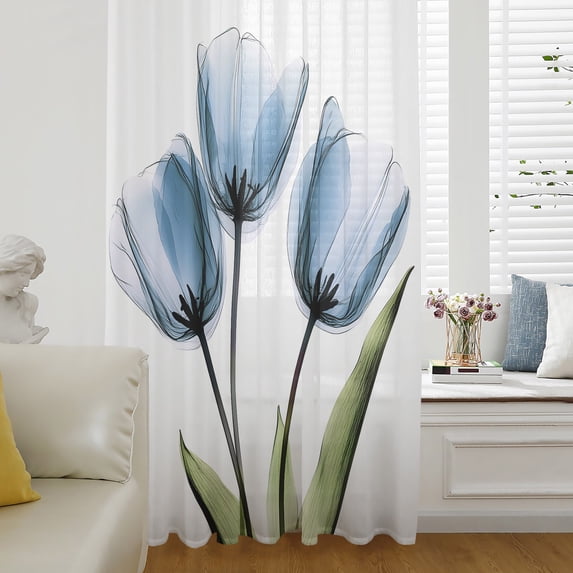 Blue Tulip Sheer Curtains 84 Inch Length, Light Filtering Voile Curtain ...