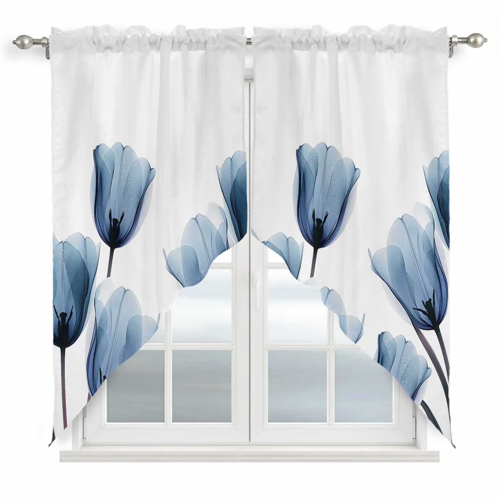 Blue Tulip Swag Curtain Valance for Window 2 Panels Minimalist Modern ...