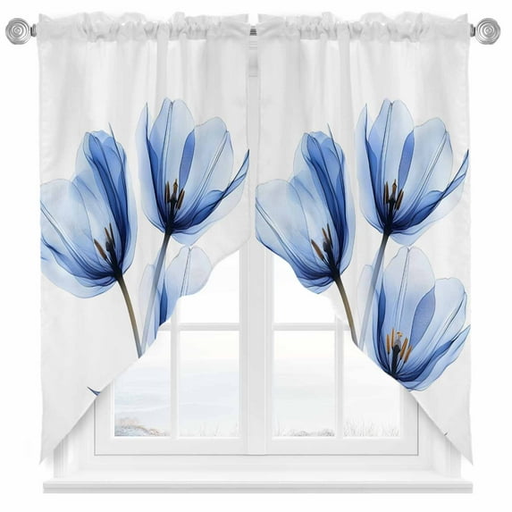 Blue Tulip Swag Kitchen Curtain Valances, Abstract Flower Texture ...