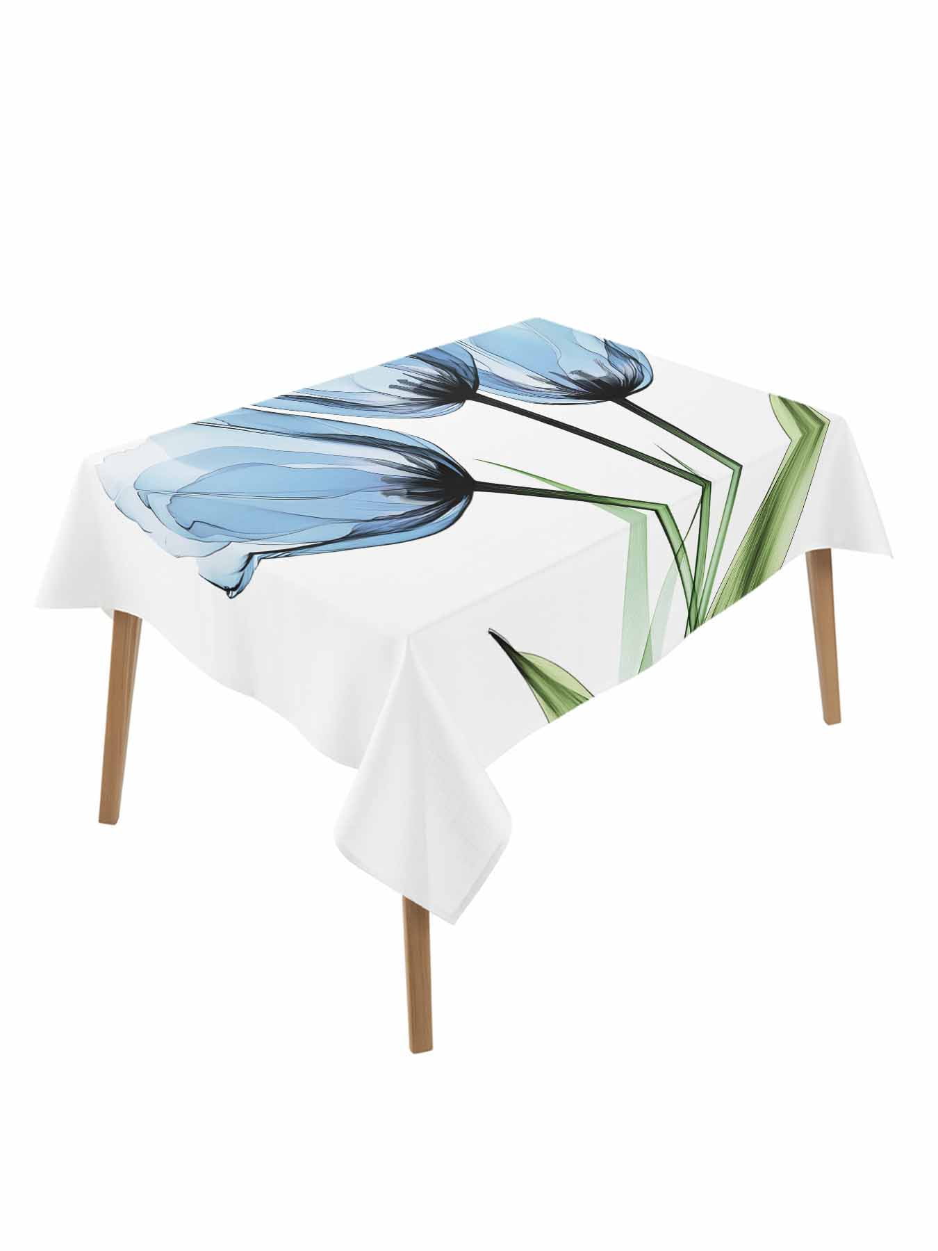 Blue Tulip Table Cloth 60x102 Inch Rectangle, Country Flower Farmhouse ...