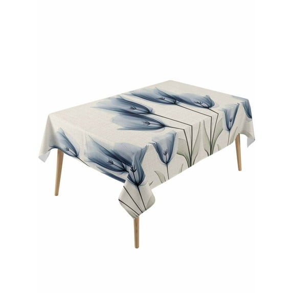Blue Tulip Table Cloth, Spring Floral Rustic Summer Botanical ...