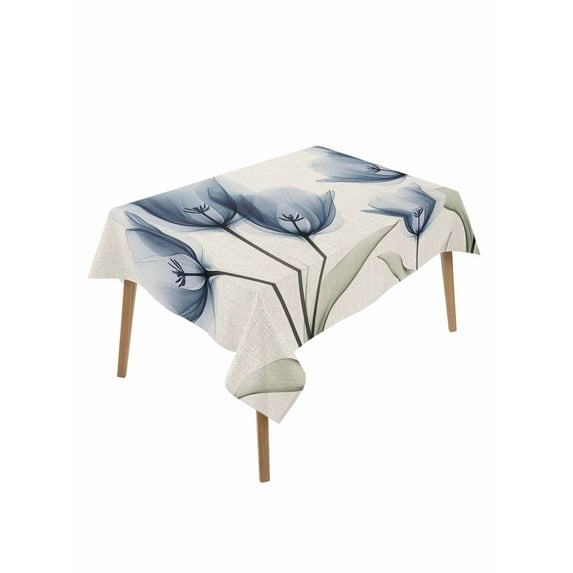 Blue Tulip Table Cloth, Spring Floral Rustic Summer Botanical ...