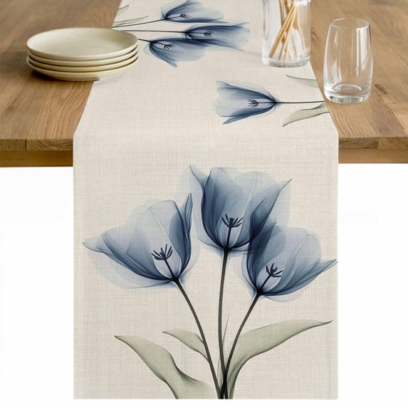 Blue Tulip Table Runner 72 Inches Long Farmhouse Dress Scarves, Spring ...