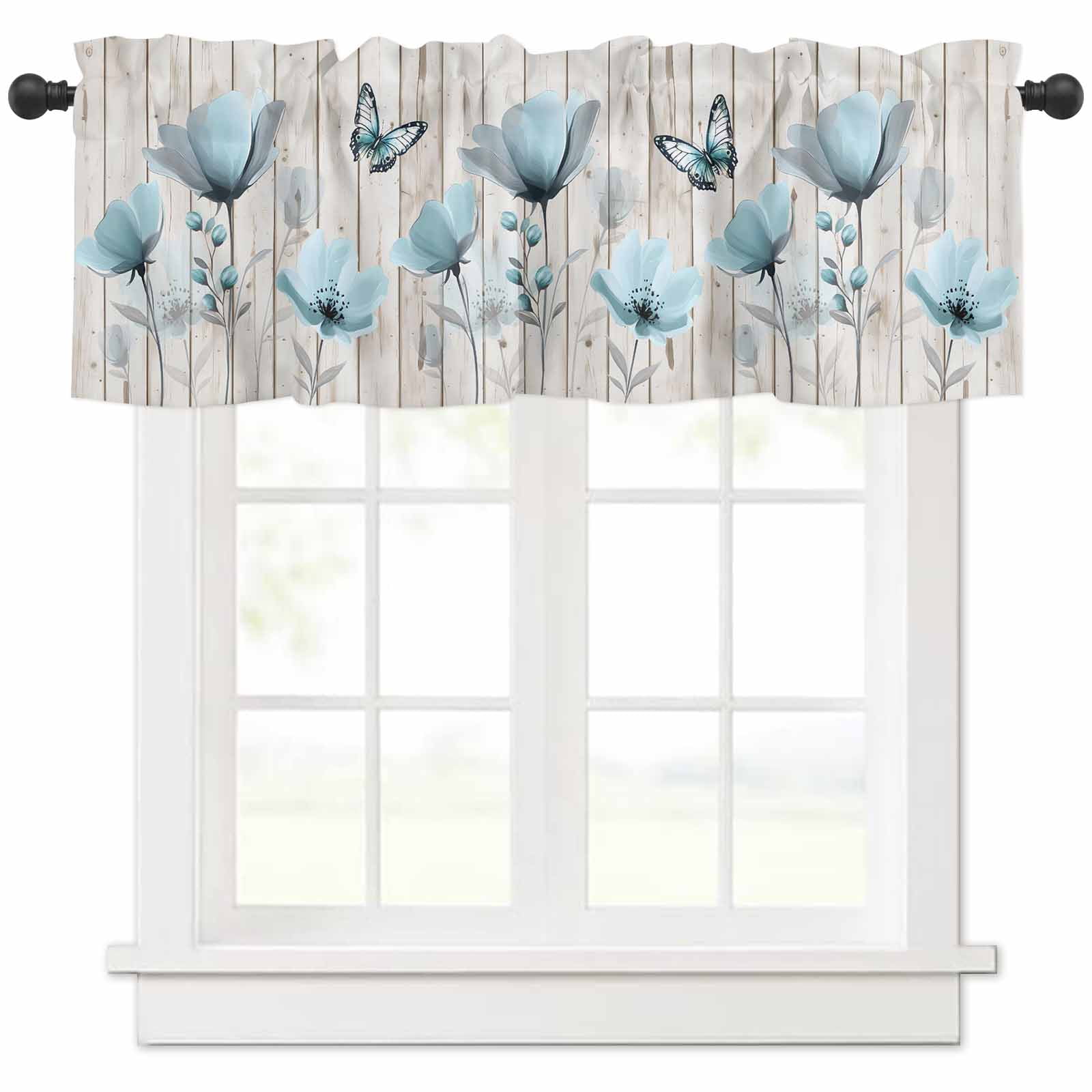 Blue Tulip Valances for Windows Farmhouse Kitchen Curtains Valances Rod ...
