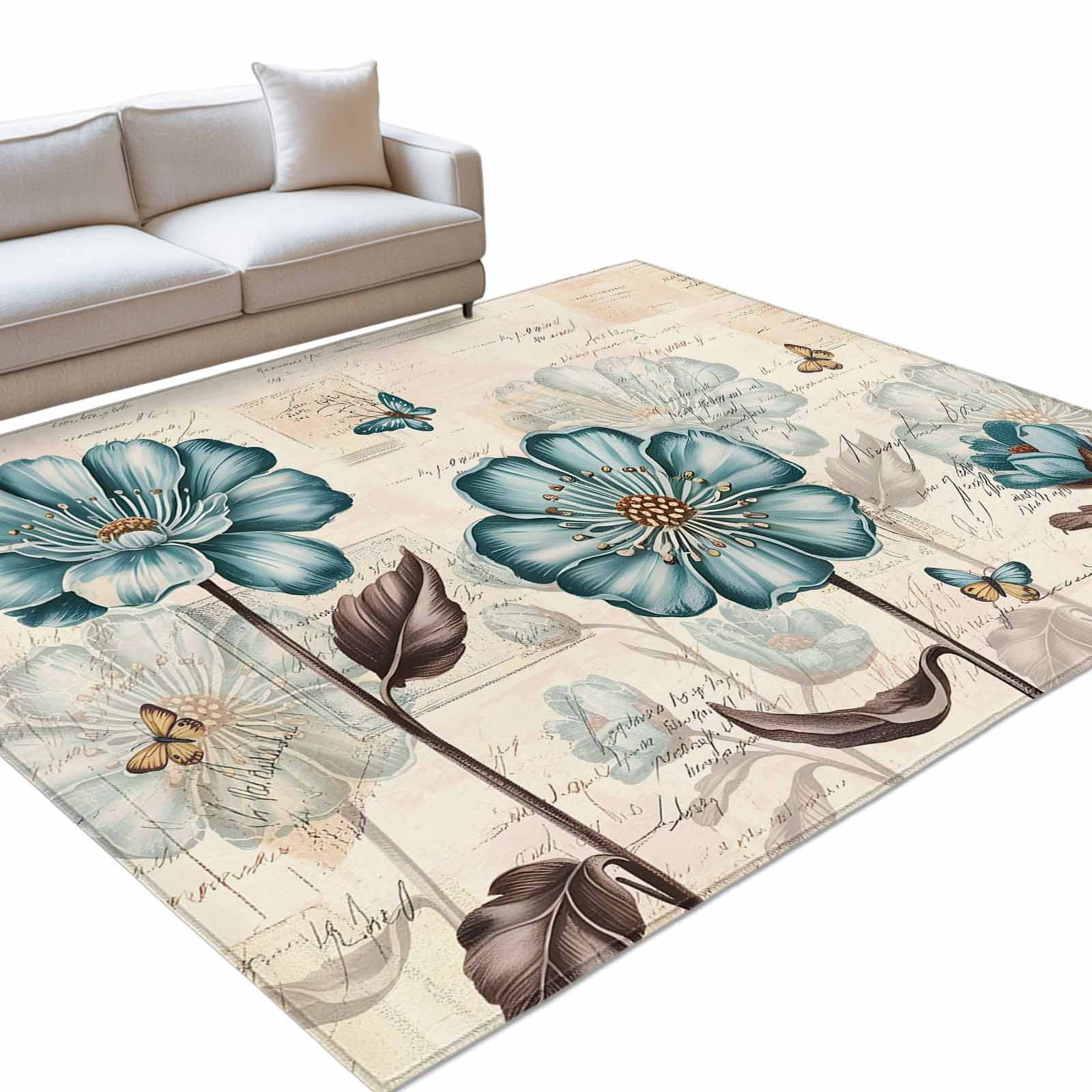Blue Tulip Washable Rug 3x5 Area Rug for Living Room Bedroom Non Slip ...