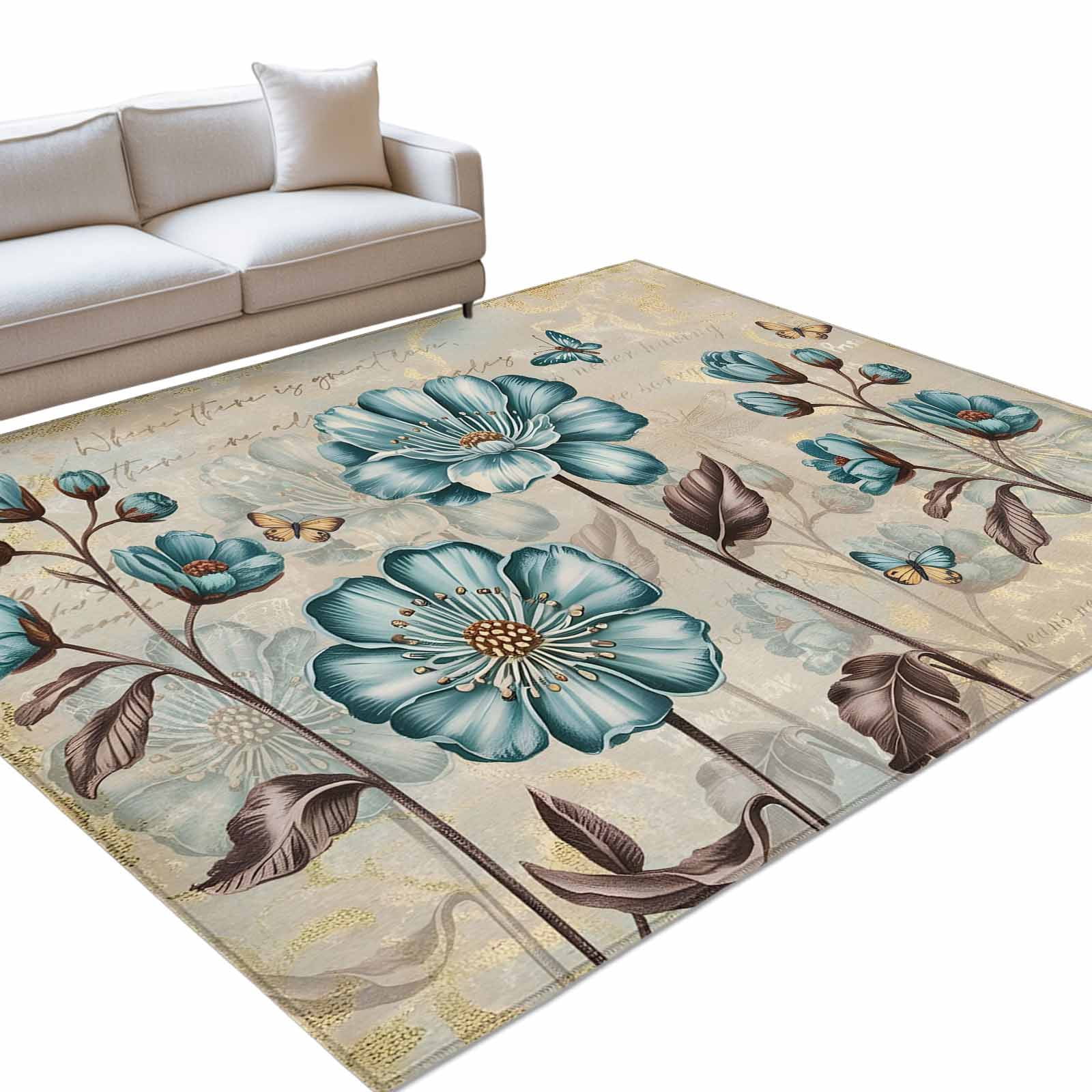 Blue Tulip Washable Rug 6x9 Area Rug for Living Room Bedroom Non Slip ...