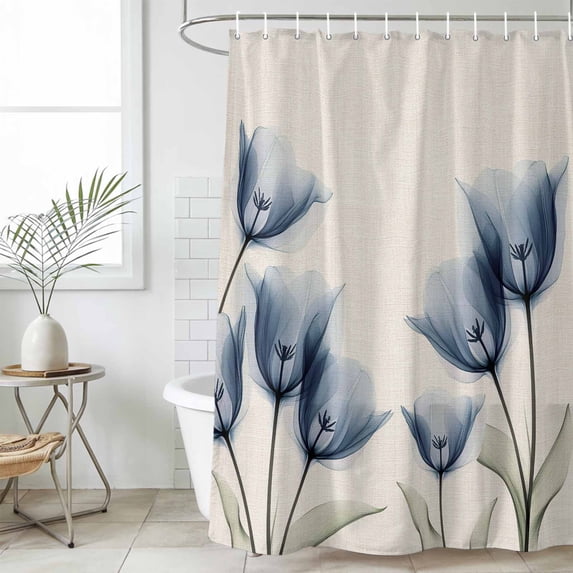 Blue Tulip Waterproof Fabric Shower Curtain,Spring Floral Rustic Summer ...