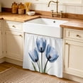 Blue Tulips Cabinet Curtains 35"W x 35"L, Country Retro Aesthetic ...
