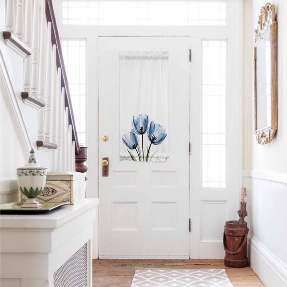 Blue Tulips Door Curtains for Door Window, French Sidelight Front Back ...